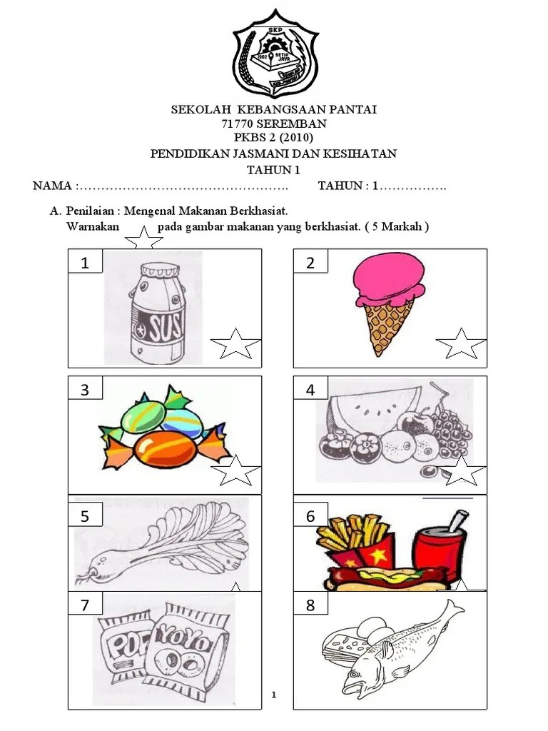 Pendidikan Kesihatan Tahun 1 Makanan Berkhasiat Modul Pdpr Pendidikan