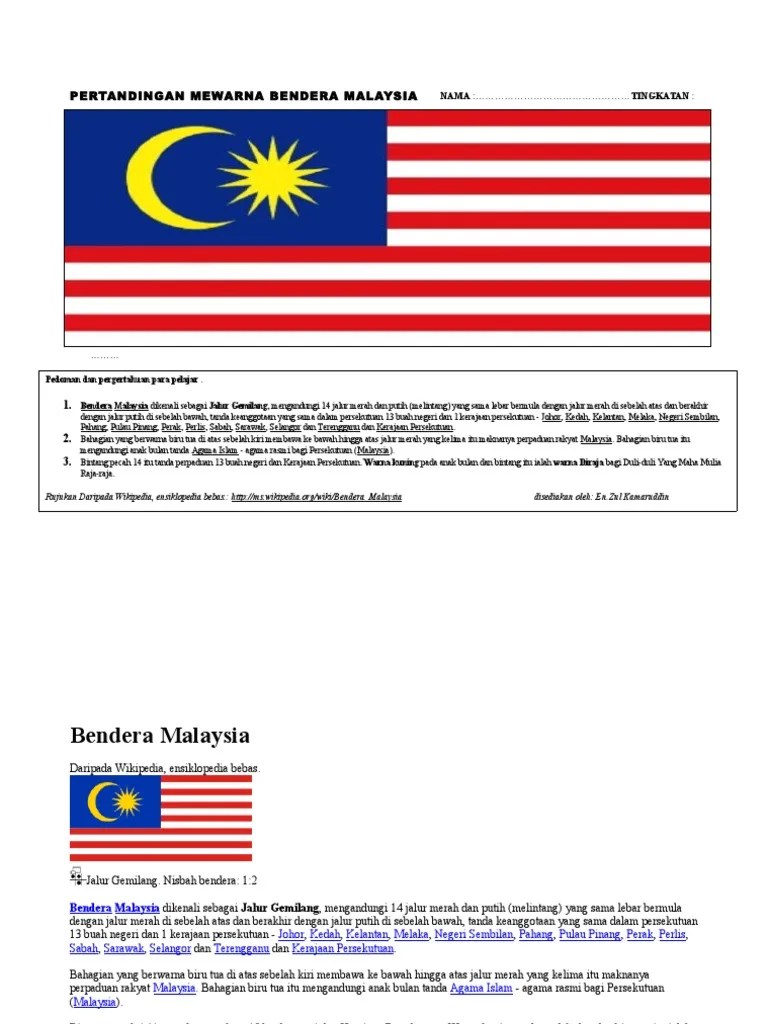 Bendera Malaysia Mewarna Aktiviti Mewarna Jalur Gemilang Mewarnai Q