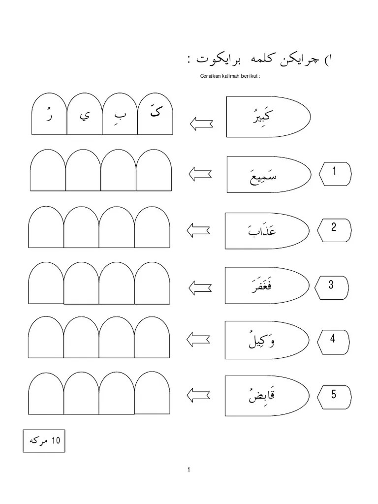 Latihan Ceraikan Huruf Jawi Ceraikan Huruf Jawi Sumber Pengajaran