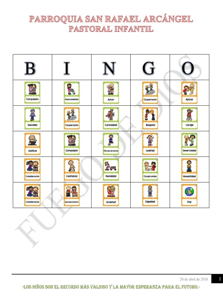 Bingo De Valores Para Imprimir Bingo Loteria Semantico Y Visual 14 De