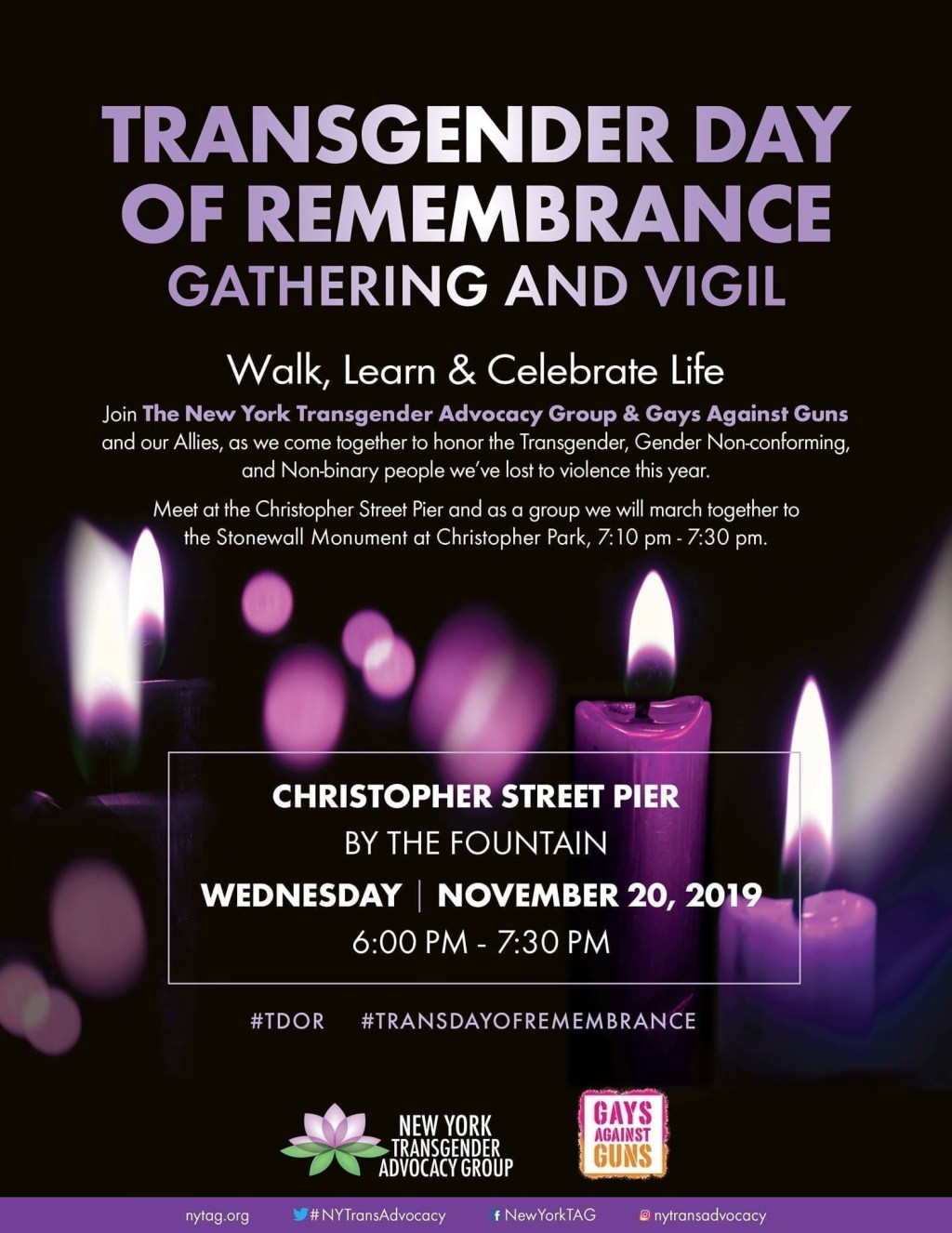 Join Nytag For Transgender Day Of Remembrance Vigil Wednesday November