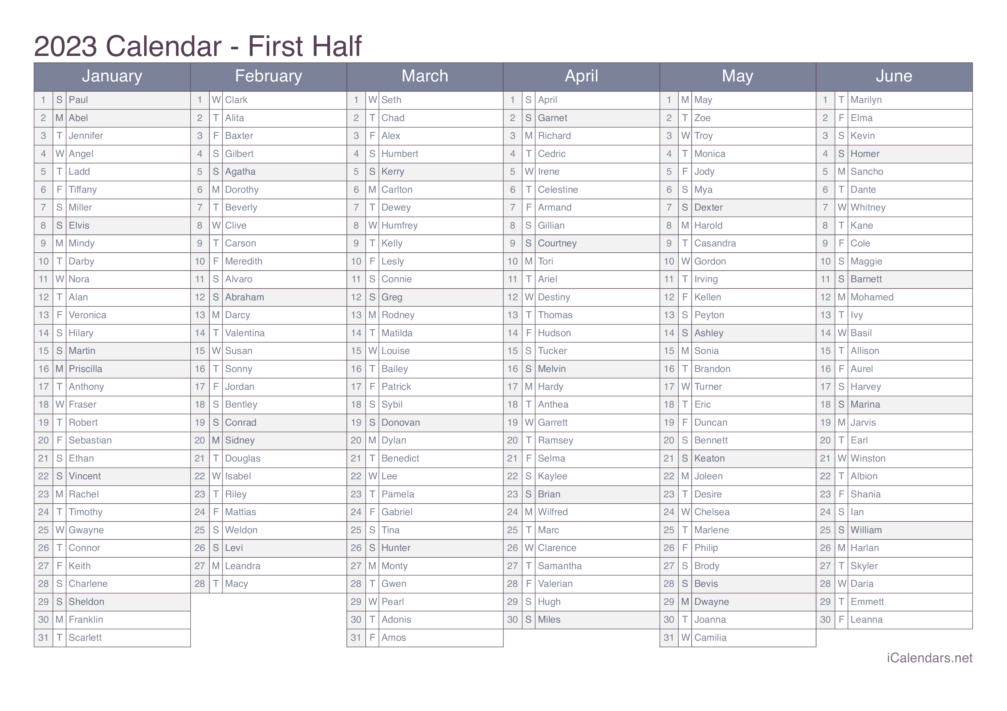 2023 Free Printable Yearly Calendar Premium Template