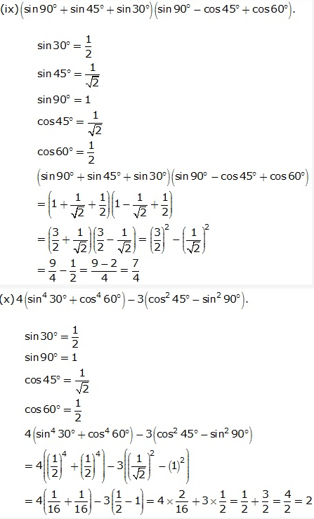 Frank Icse Solutions For Class 9 Maths Trigonometrical Ratios Of