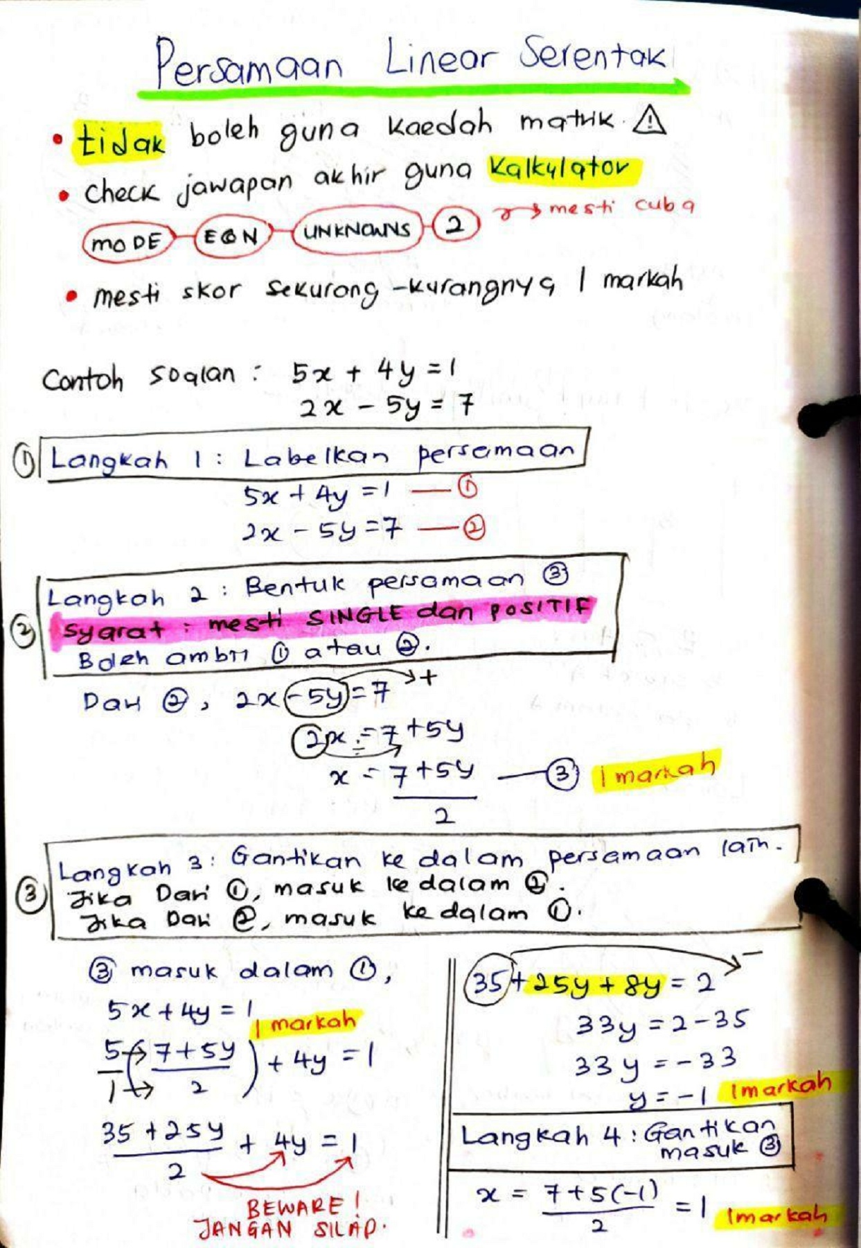 Soalan Persamaan Linear Serentak Tingkatan 4 Pdf Latihan Persamaan