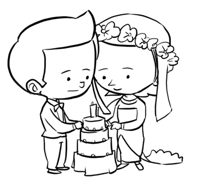 Gambar Pengantin Kartun Hitam Putih Ilustrasi Pengantin Undangan