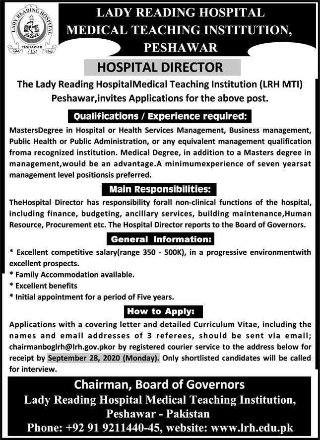 Lrh Mti Peshawar Jobs 2020 Latest Jobs In Pakistan