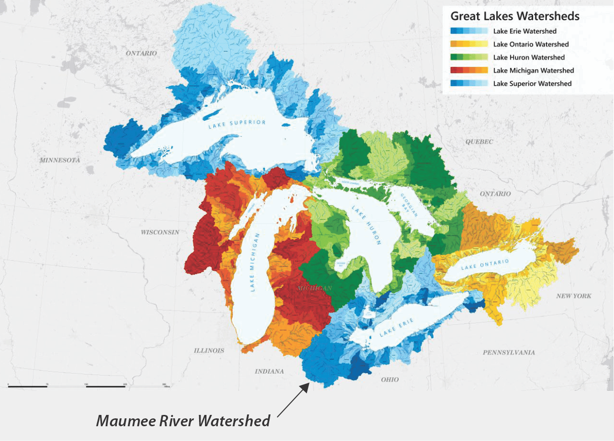 Great Lakes Map Watershed Land To Lake