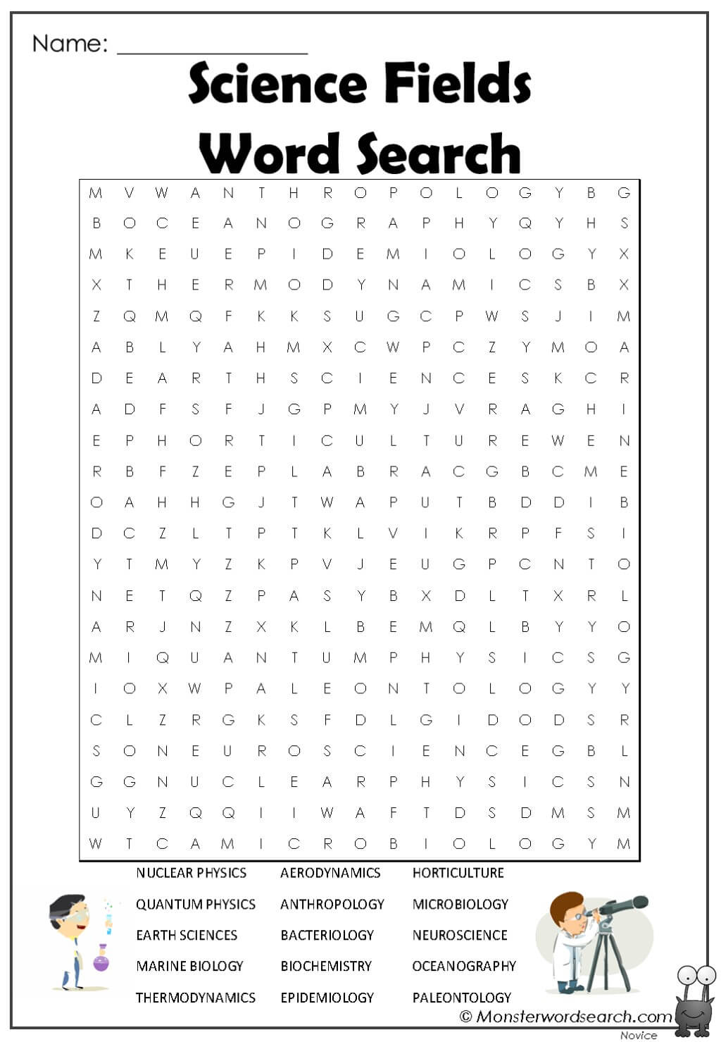 Printable Science Word Search