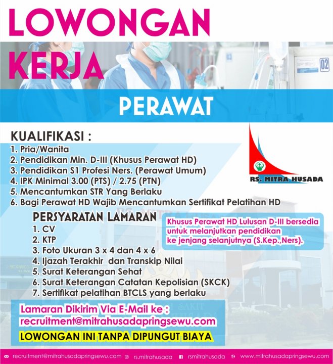 Lowongan Kerja Perawat September 2019 Rs Mitra Husada Pringsewu