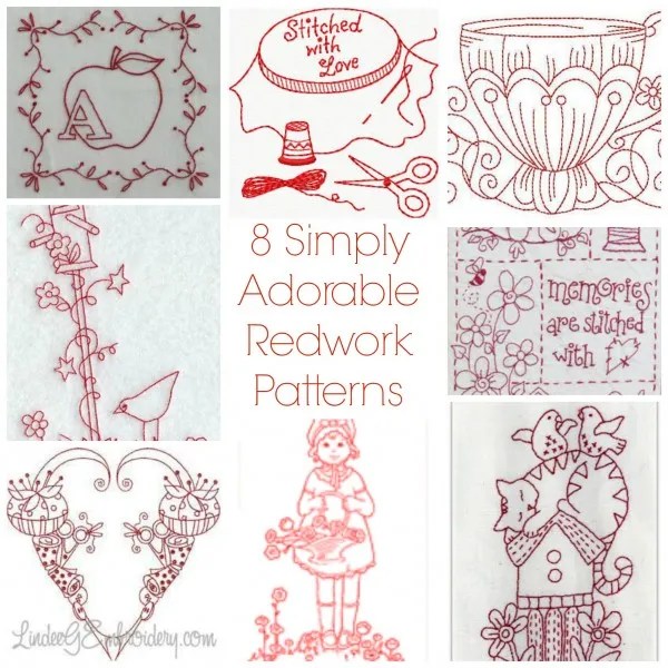 8 Simply Adorable Redwork Patterns Needle Work