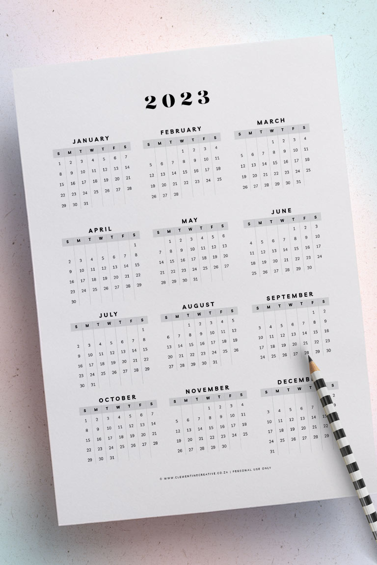 2023 Yearly Calendar Printable Word Mobila Bucatarie