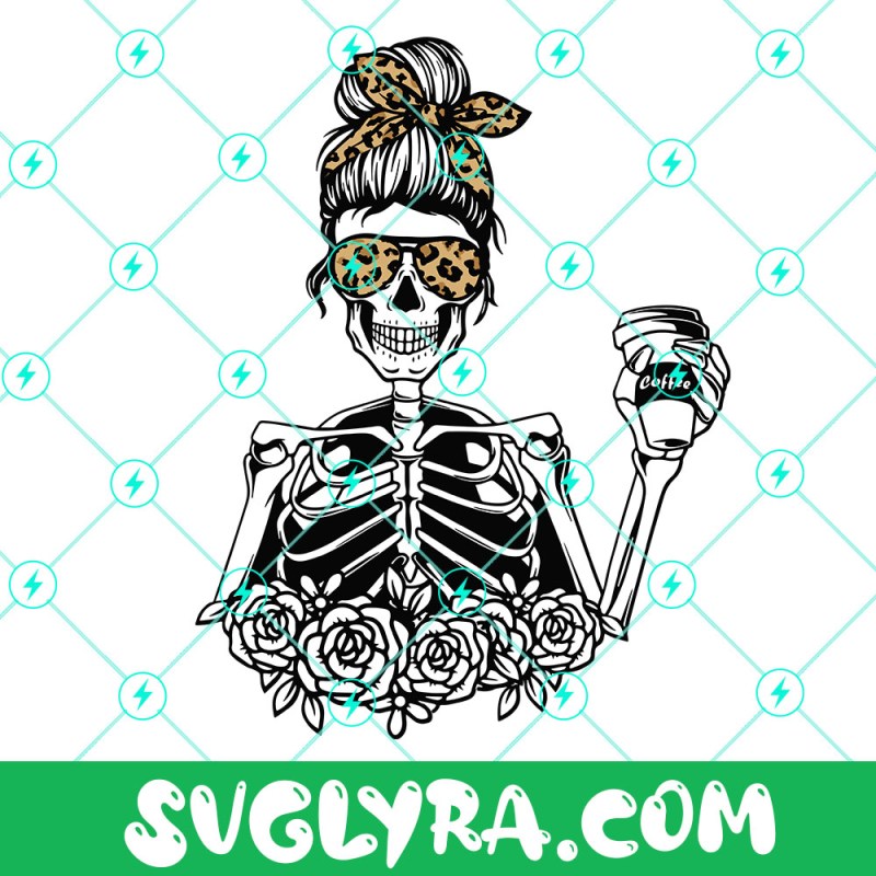 Mom Skull Skeleton Svg Messy Bun Skull Svg Mothers Day Svg Momlife