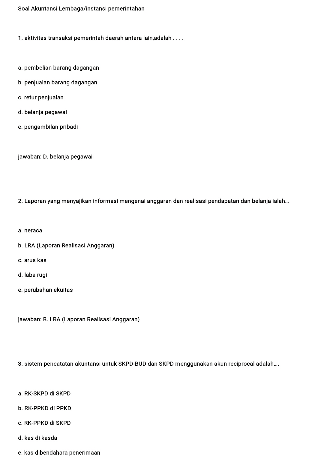 Contoh Soal Pilihan Ganda Sistem Informasi Akuntansi Dan Jawabannya Ujian