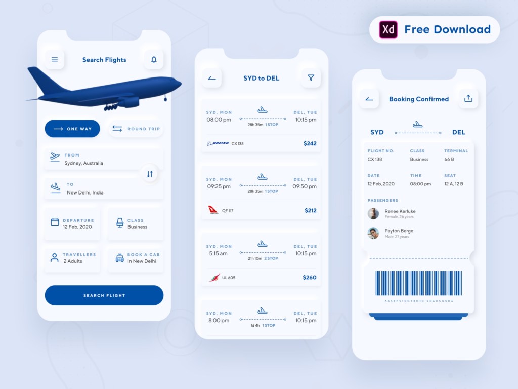 Flight Booking App Ui Design Figma Community