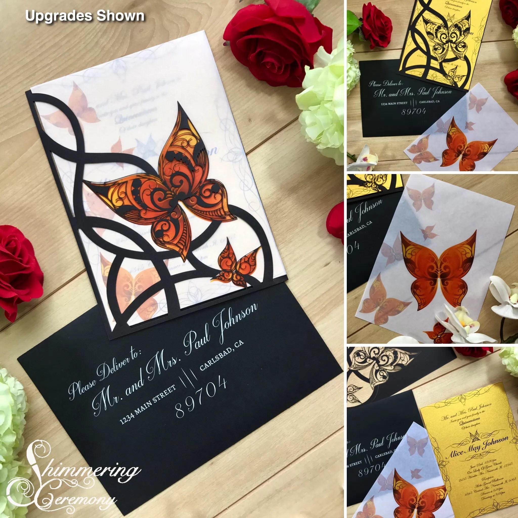 Butterfly Laser Cut Invitation Shimmering Ceremony