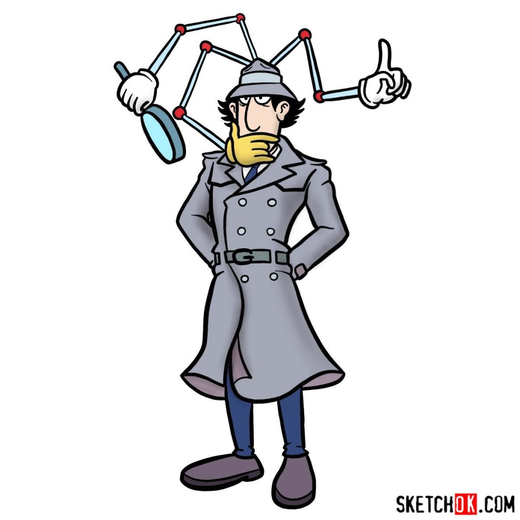 How To Draw Inspector Gadget Sketchok Step By Step Drawing Tutorials