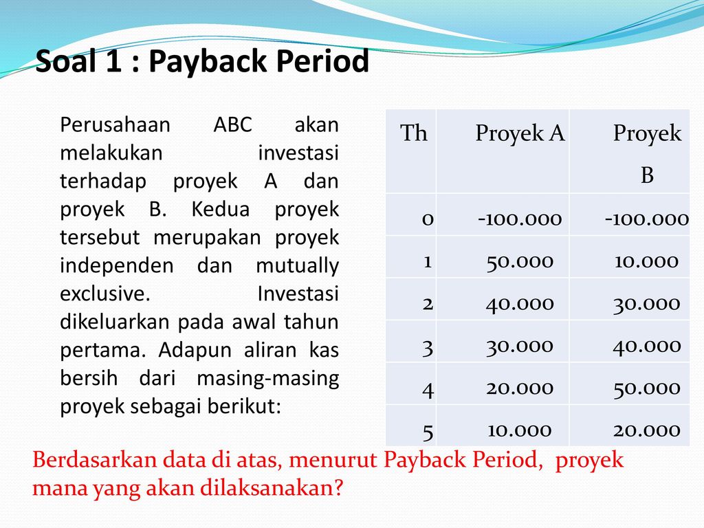 Contoh Soal Payback Period Npv Irr Pi Cara Menghitung Npv Di Excel