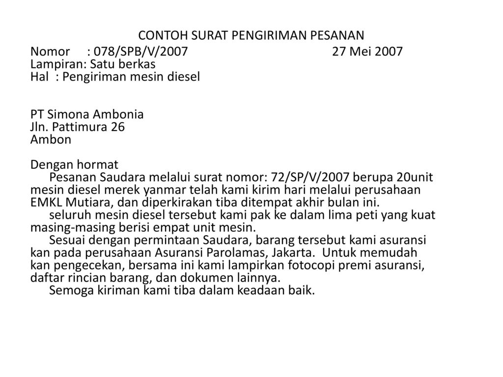 Contoh Surat Penolakan Pesanan Ujian