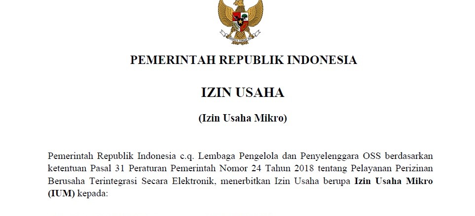 22 Contoh Izin Usaha Industri Oss Terlengkap