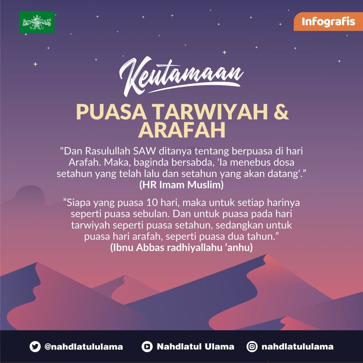 Penjelasan Tentang Puasa Tarwiyah Dan Arafah