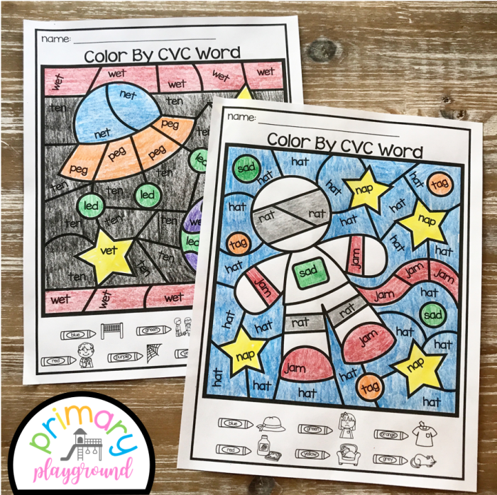 Free Printable Color By Code Cvc Words Primary Playground