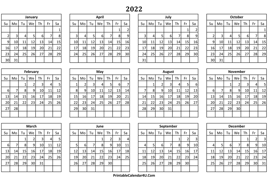 2022 Calendar Printable Us Download Free Noolyocom 2022 Calendar