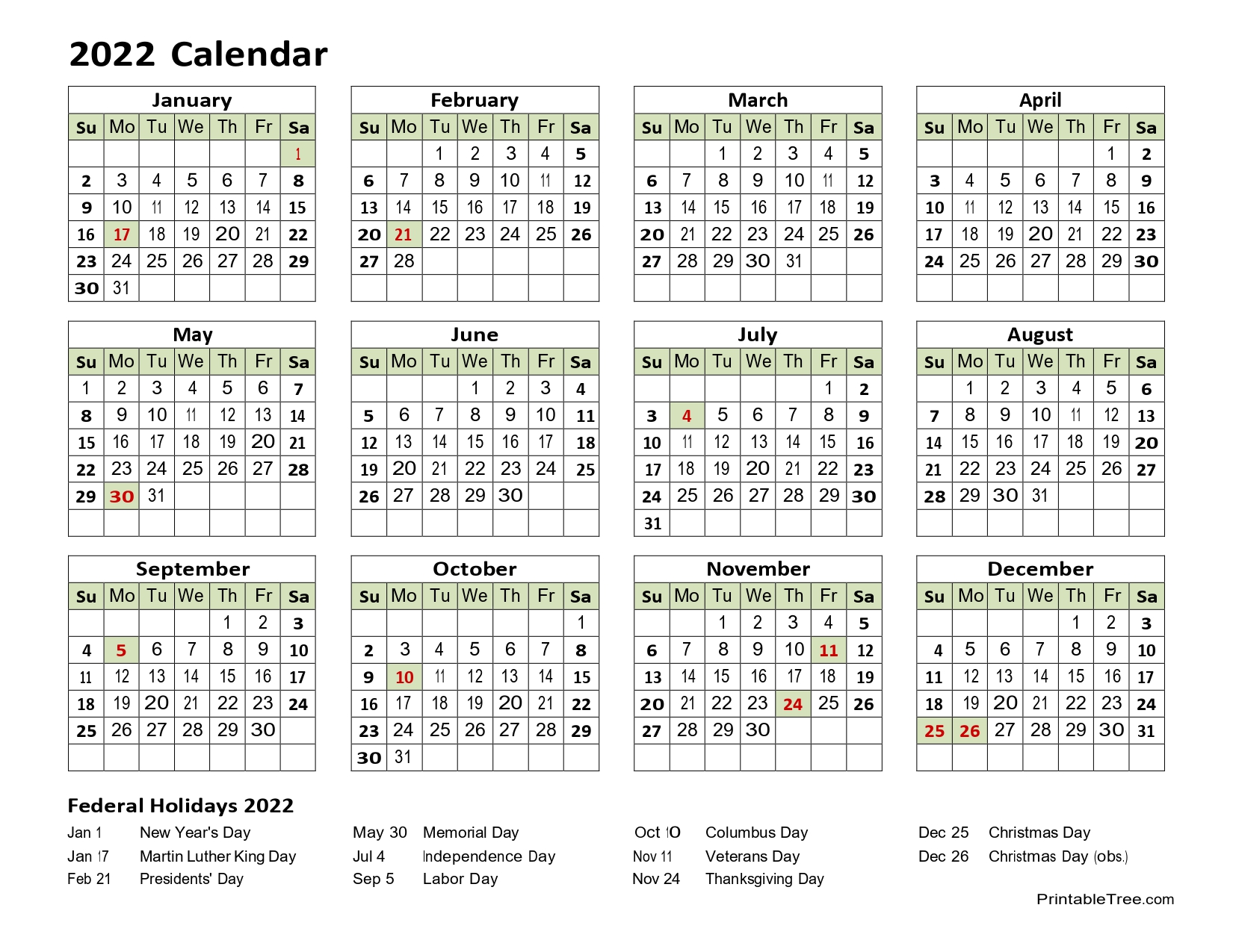 14 Calendar 2022 With Holidays Printable Pics All In Here Download