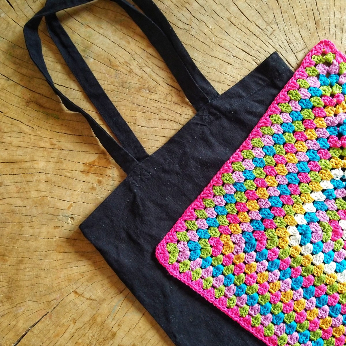 Easy Granny Square Tote Bag With Lining Free Pattern Pukapuka