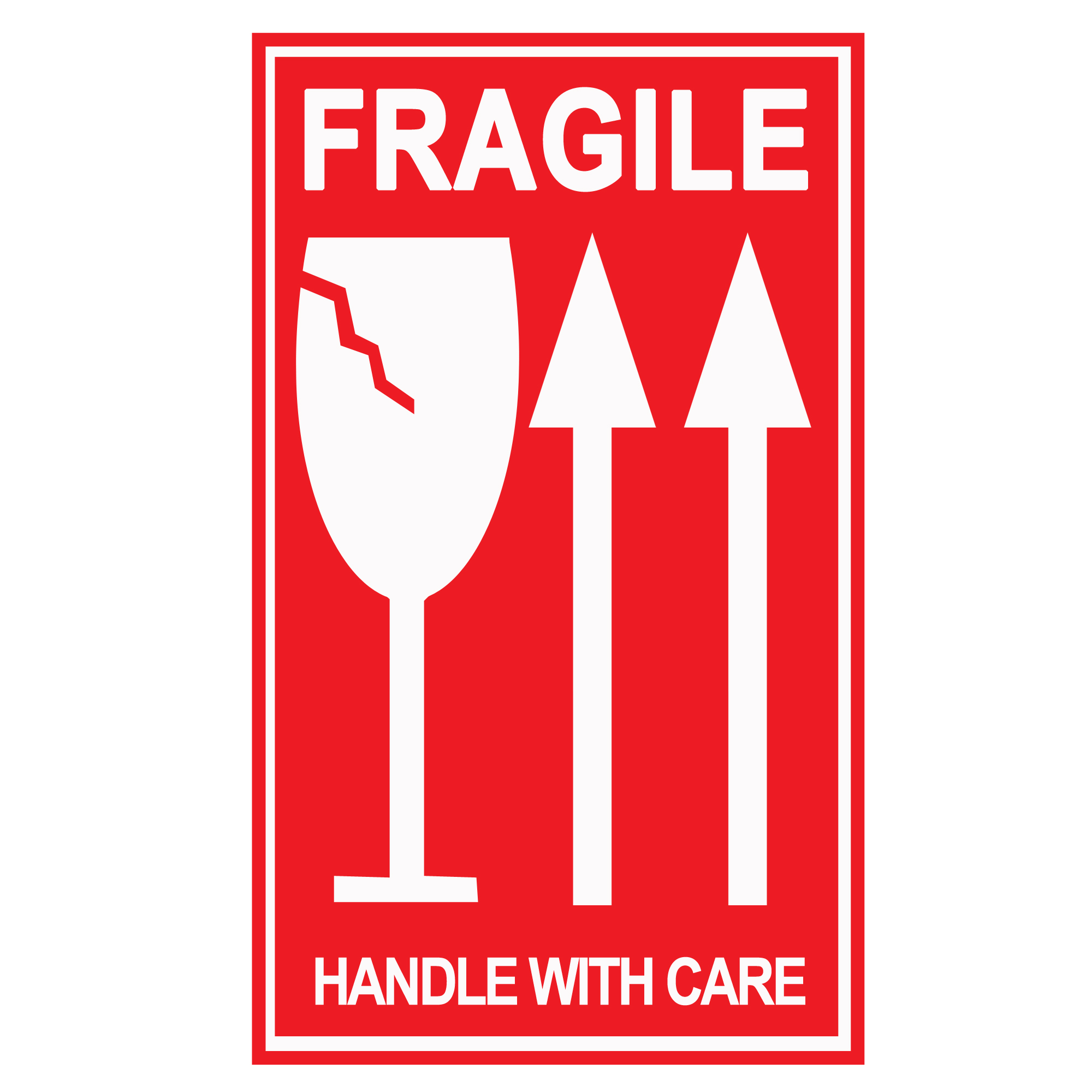 Printed Labels Fragile Please Handle With Care White On Red 500