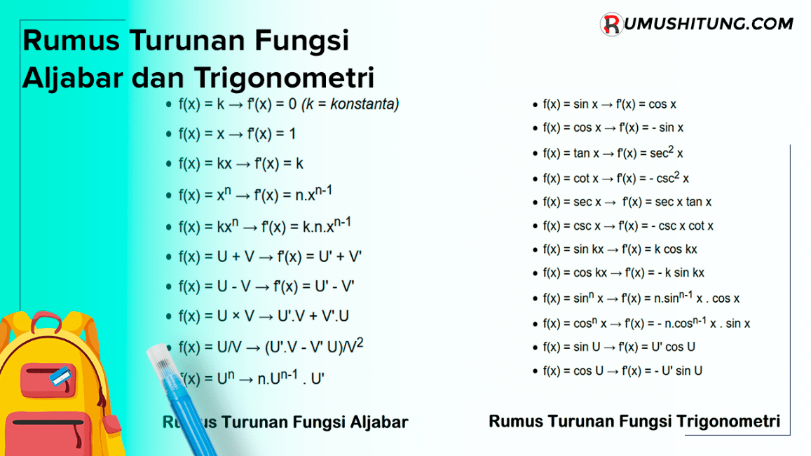 Rumus Turunan Fungsi Aljabar Dan Fungsi Trigonometri