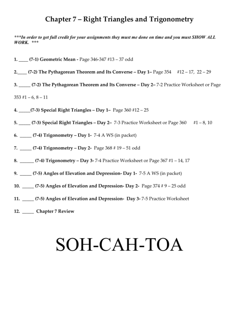 Sohcahtoa Practice Worksheet Trigonometry Worksheets Soh Cah Toa By