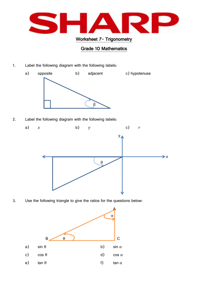 Trigonometry Worksheet By Pebsy Teaching Resources Tes Trigonometry