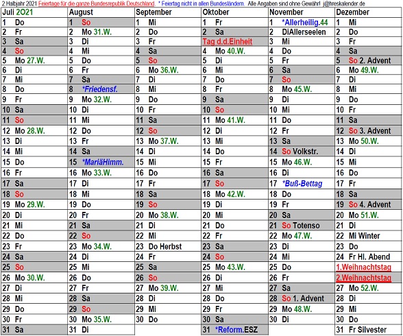 Kalender 2021 Nrw Zum Ausdrucken Kostenlos Druckbar Jahreskalender