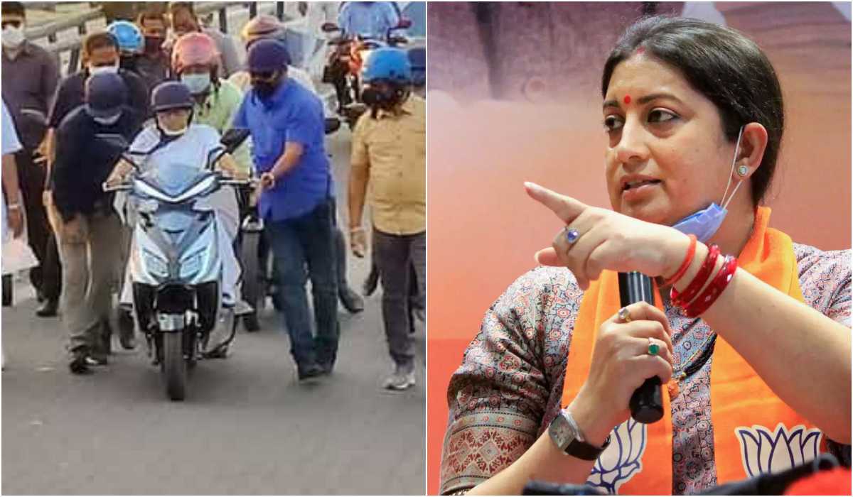 A Day After Mamata Banerjees Scooter Ride Becomes A Meme Smriti Irani