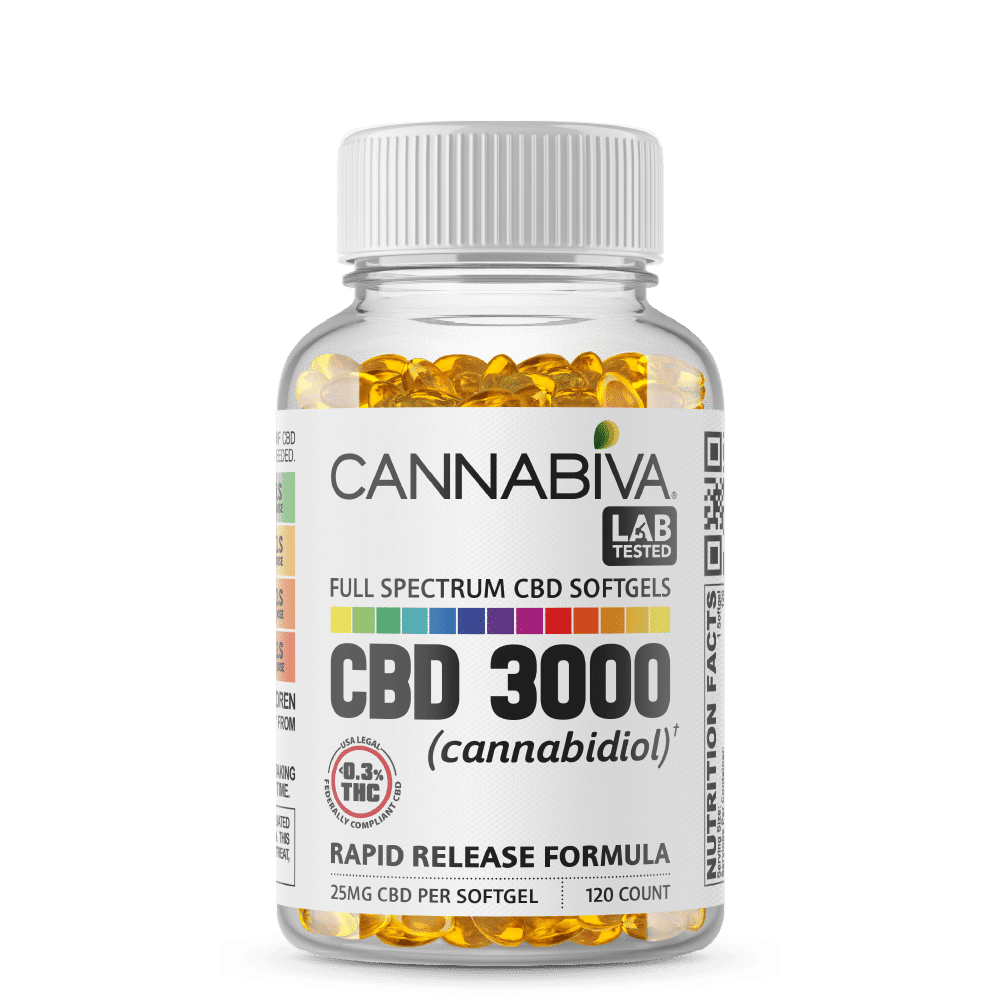 Full Spectrum Cbd Softgel Capsule Supplement 3000mg 120 X 25mg Capsule