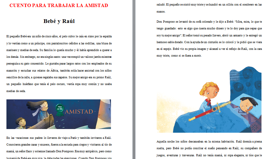 Cuento Para Trabajar La Amistad Con Niños Y Niñas Bebe Y RaÚl