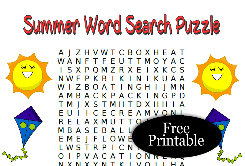 Free Printable Summer Word Search Puzzles Free Printa