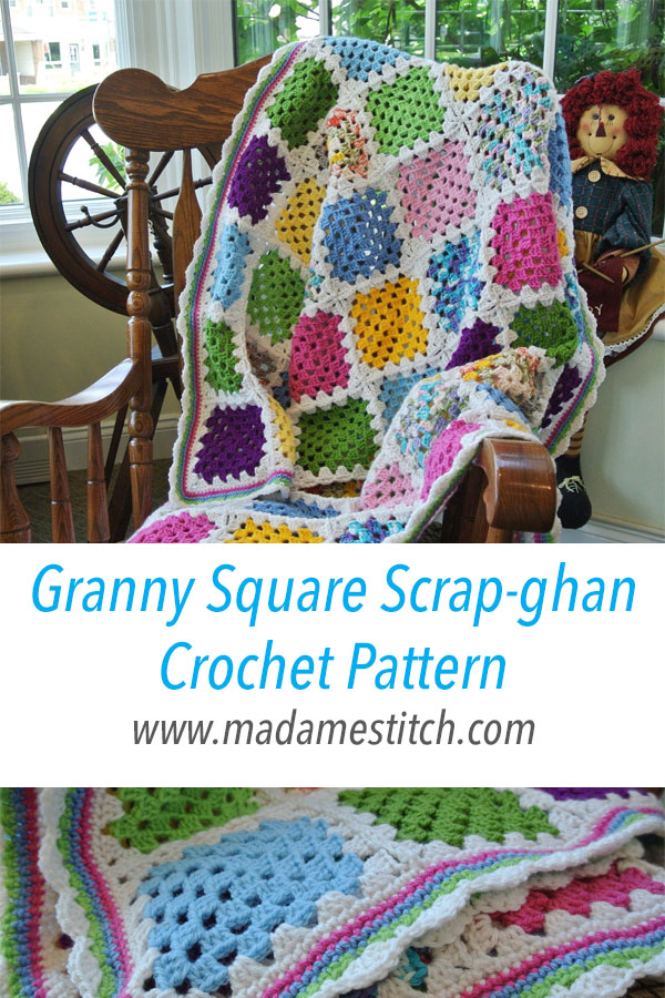 Granny Square Scrap Ghan Crochet Pattern Madamestitch