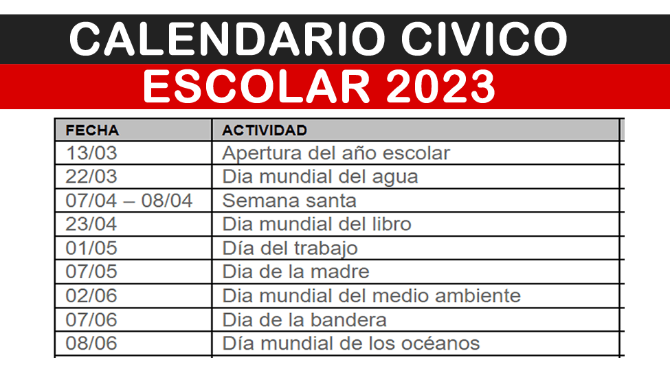 Calendario Civico Escolar 2023 Mathtic