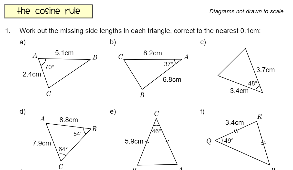 Law Of Cosine Worksheet Extension Laws Of Sines And Cosines Ck 12