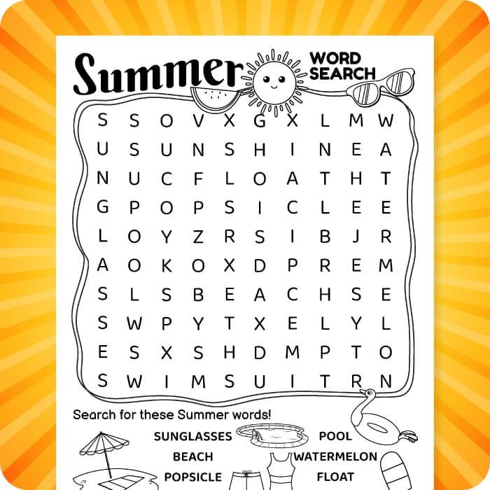 Summer Word Search Printable Pdf Word Search Printable