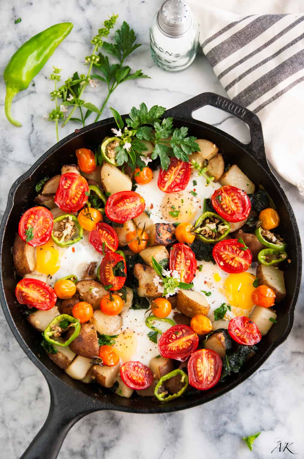 Skillet Eggs And Potato Garden Breakfast Aberdeens Kitchen