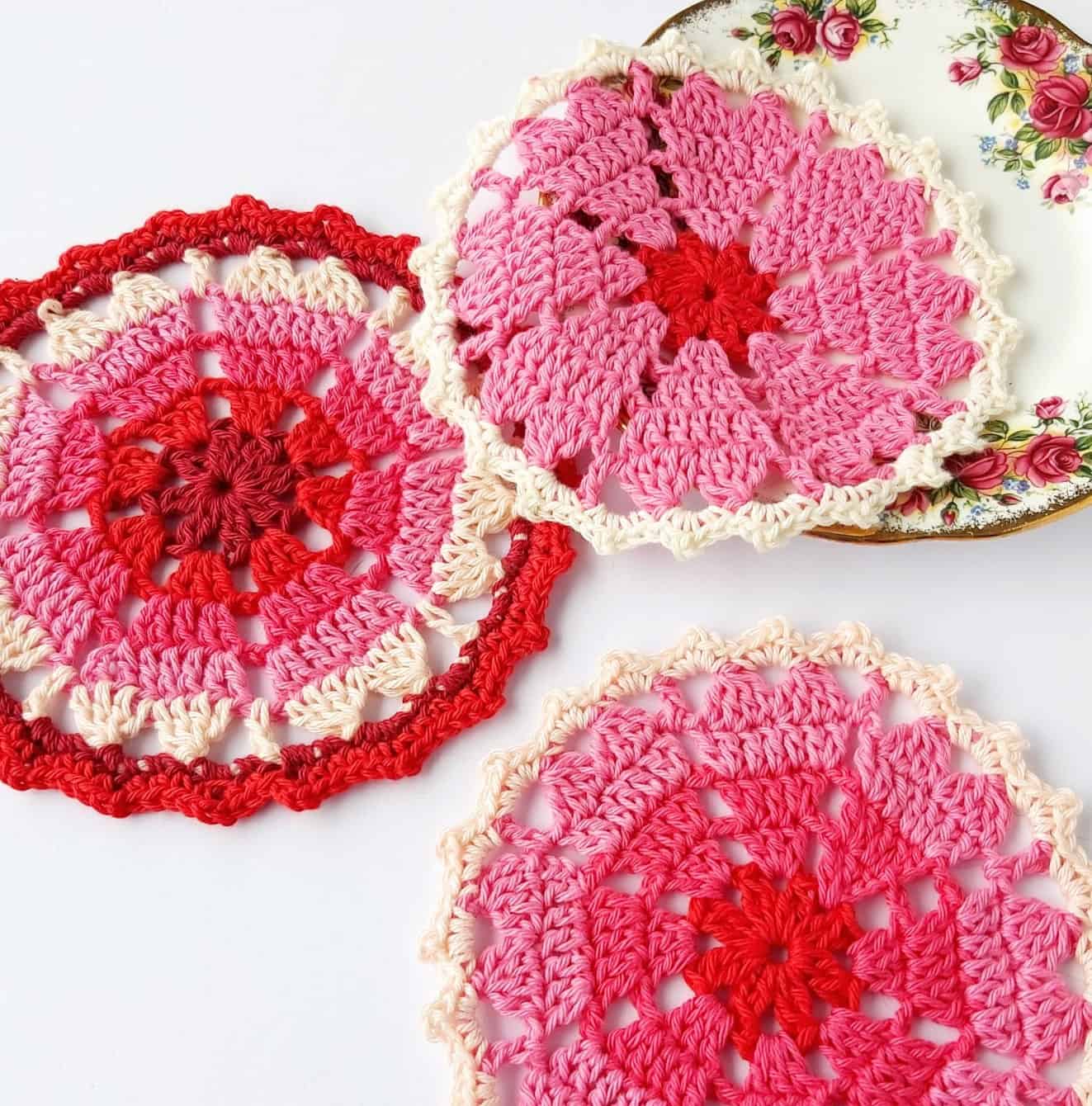 Crochet Heart Coaster For Valentines Day Free Pattern Annie Design