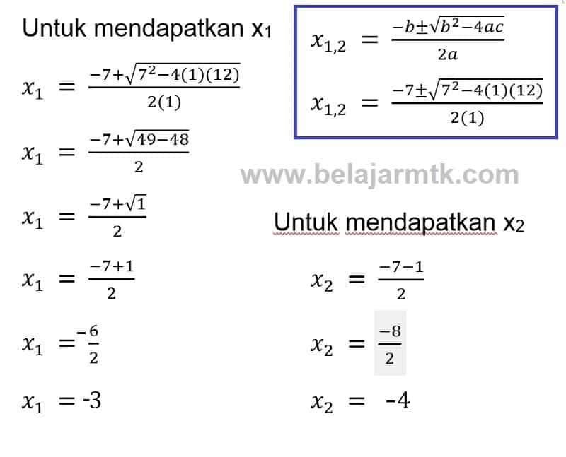 Contoh Soal Persamaan Kuadrat Menggunakan Rumus Abc