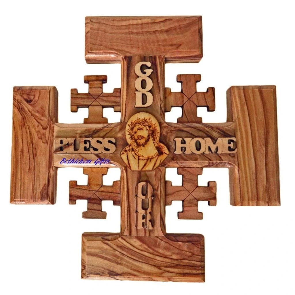 Olive Wood Jerusalem Cross Small From Bethlehem God Bless Our Home