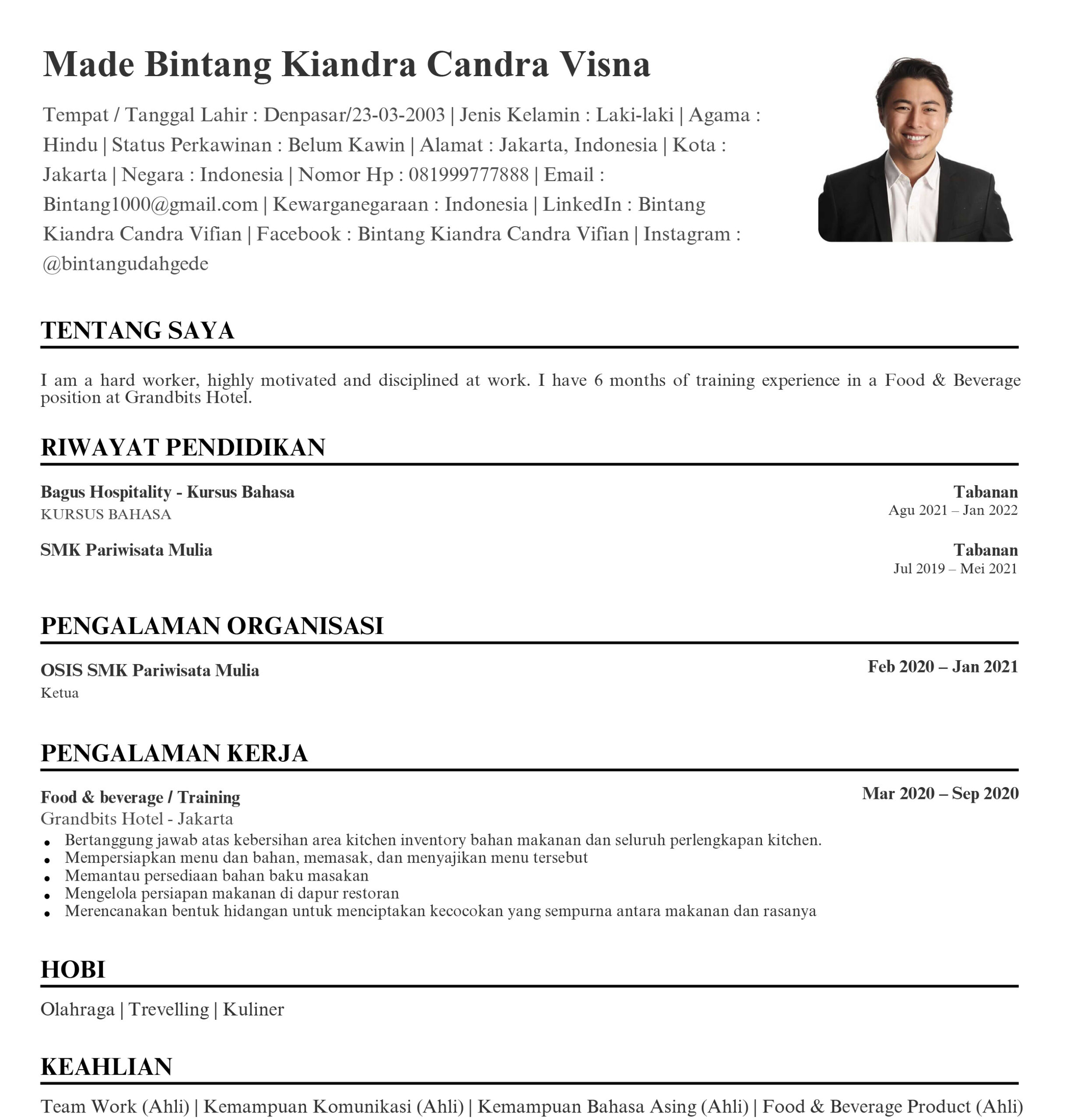 Contoh Ringkasan Profil Cv Fresh Graduate Contoh Surat Resmi