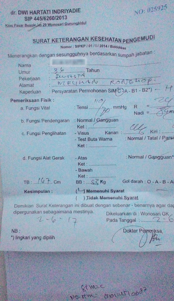 Surat Keterangan Sehat Untuk Perpanjangan Sim Jadwal Sim Keliling