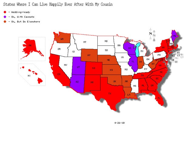 Map Of Us States Where First Cousin Marriage Is Legal Boing Boing