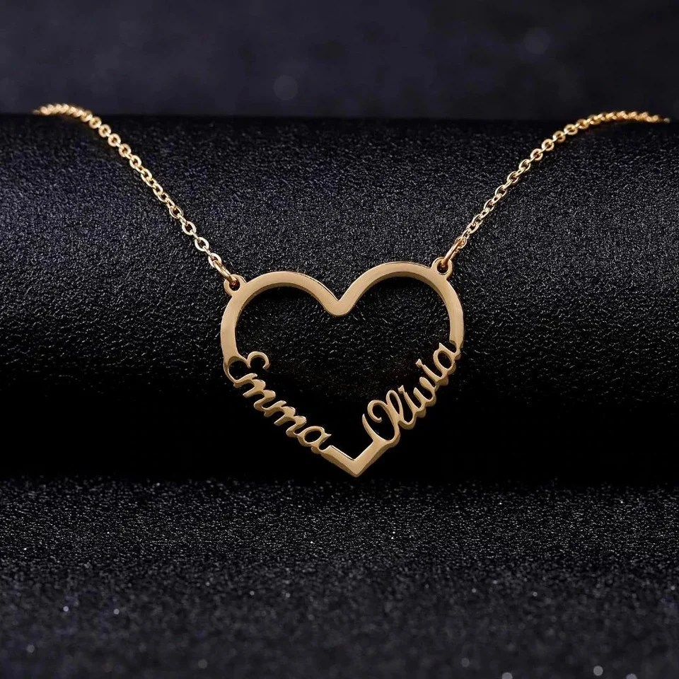 Personalized Couple Heart Necklace Bonny Planet