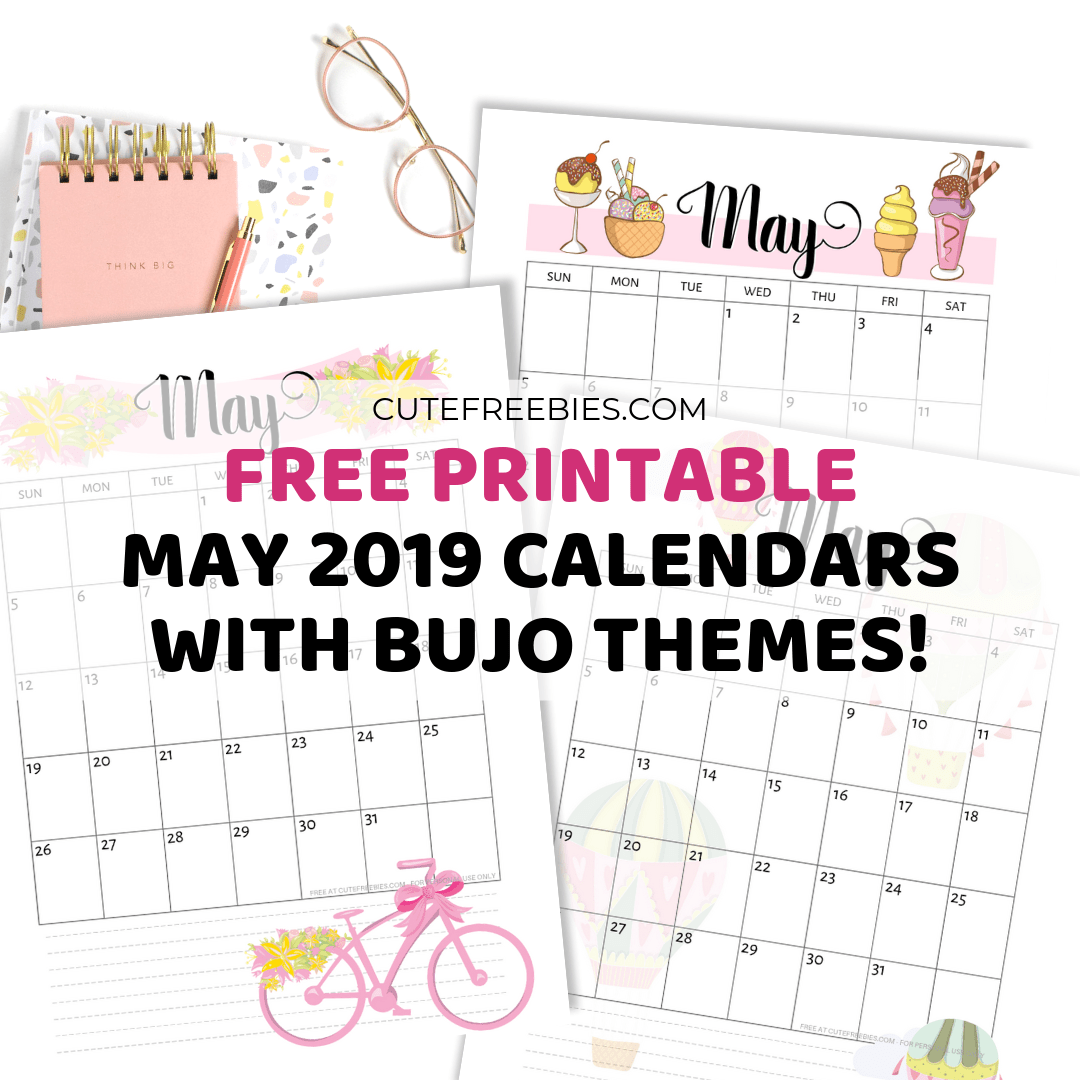 May 2019 Calendar Printable With Bullet Journal Theme